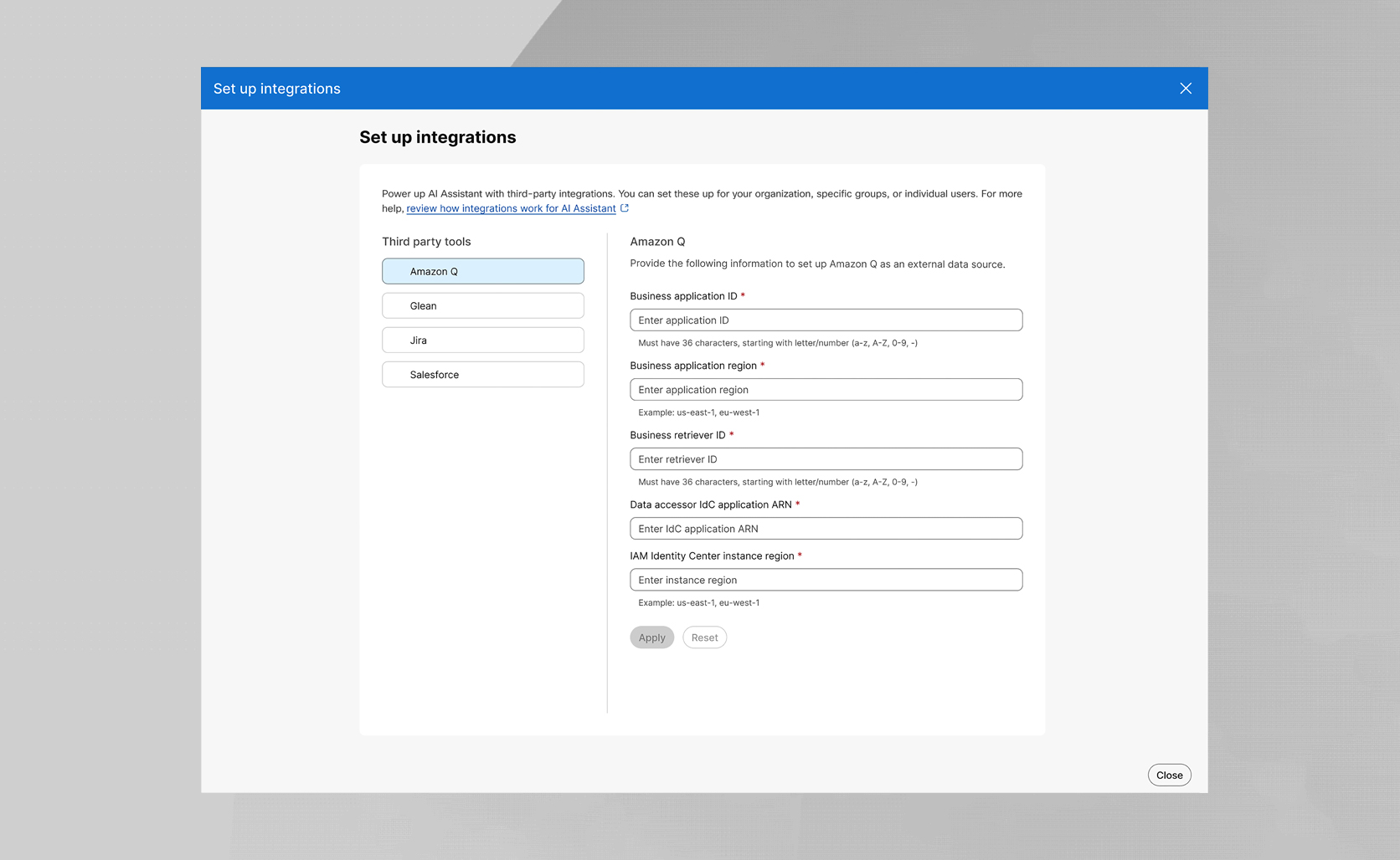 Webex AI Assistant and Amazon Q index Integration